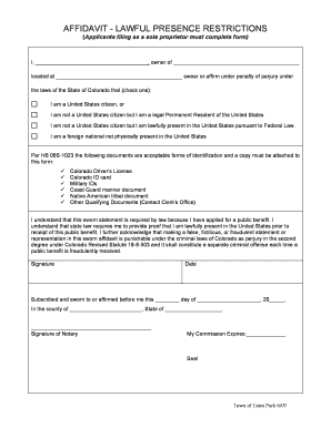 Fillable Online FORM - Lawful Presence Affidavit updated.doc Fax Email ...