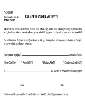 Fillable Online EXEMPT TRANSFER AFFIDAVIT - eCCLIX Fax Email Print ...