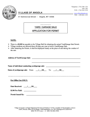 Fillable Online angola garage sale form Fax Email Print - pdfFiller