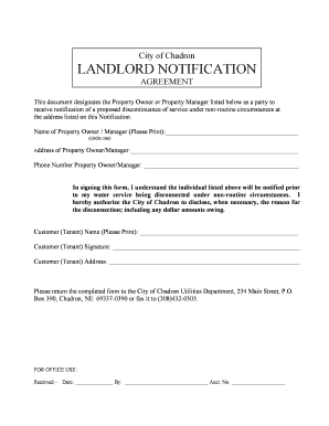 Fillable Online Landlord notificationdoc Fax Email Print - pdfFiller