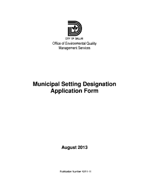 Fillable Online Municipal Setting Designation Application Form - City ...