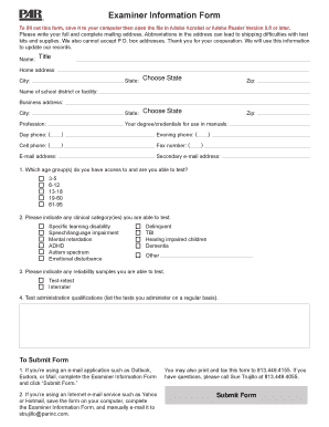Fillable Online Examiner Information Form Fax Email Print - pdfFiller
