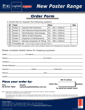 Fillable Online Order Form New Poster Range - Media.capitalsafety.com ...
