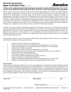 Fillable Online Agent Verification Form 12-108-1 (11/12) - Americo ...