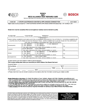 Fillable Online Bosch may neco alliance visa reward card ...