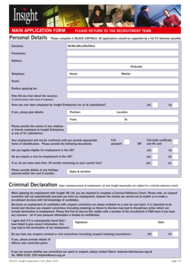 Fillable Online Main application form please return to the recruitment ...