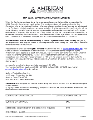 Fillable Online Fha 203(k) loan draw request disclosure - American ...