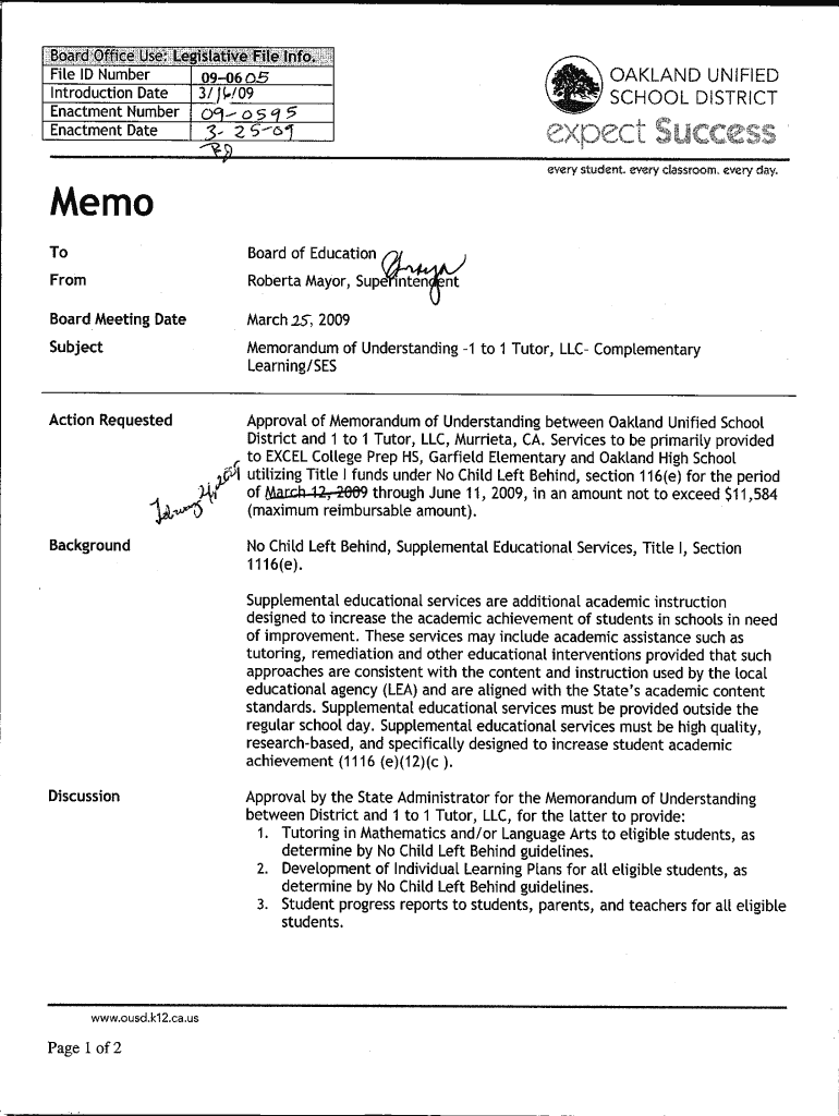 Fillable Online Memorandum of Understanding Fax Email Print - pdfFiller