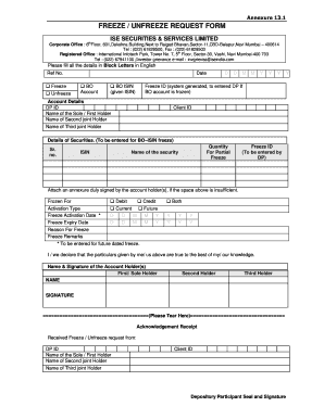 Fillable Online Freeze/Unfreeze Request Form - ISE Securities ...