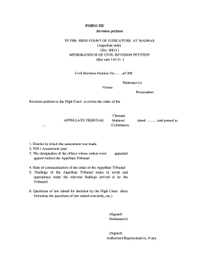 Fillable Online Form of revision petition before the High Court Fax ...