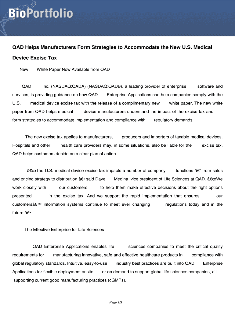 Fillable Online QAD Helps Manufacturers Form Strategies to Accommodate ...