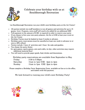 Fillable Online birthday party registration form.pub Fax Email Print ...
