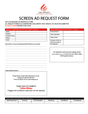 Fillable Online SCREEN AD REQUEST FORM - byuscbbcab Fax Email Print ...
