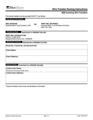 Fillable Online Wire Transfer Routing Instructions - BlueShore ...