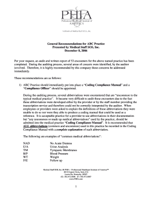 Fillable Online Example General Recommendations sheet for Audit 3-06 ...