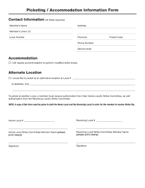 Fillable Online Picketing Accommodation Information Form Fax Email ...