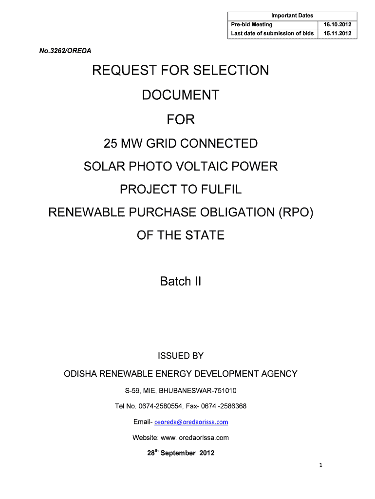Fillable Online Request for selection for 25 mw solar power plant batch ...