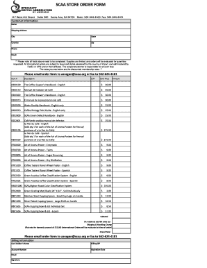 Fillable Online SCRC ORDER FORM - Specialty Coffee Association of America Fax Email Print ...