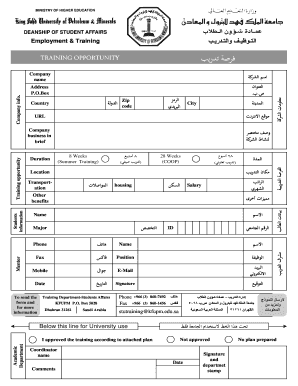 Fillable Online TRAINING OPPORTUNITY - kfupmedusa Fax Email Print - pdfFiller