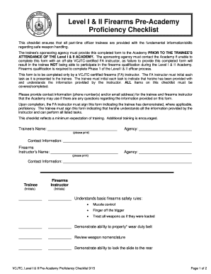 Fillable Online Level I amp II Firearms Pre-Academy Proficiency ...