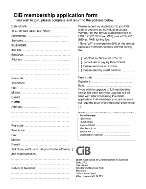 Fillable Online ioic org CIB membership application form - IoIC Fax ...