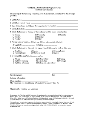 Fillable Online greenhillsheadstart Child and Adult Care Food Program ...