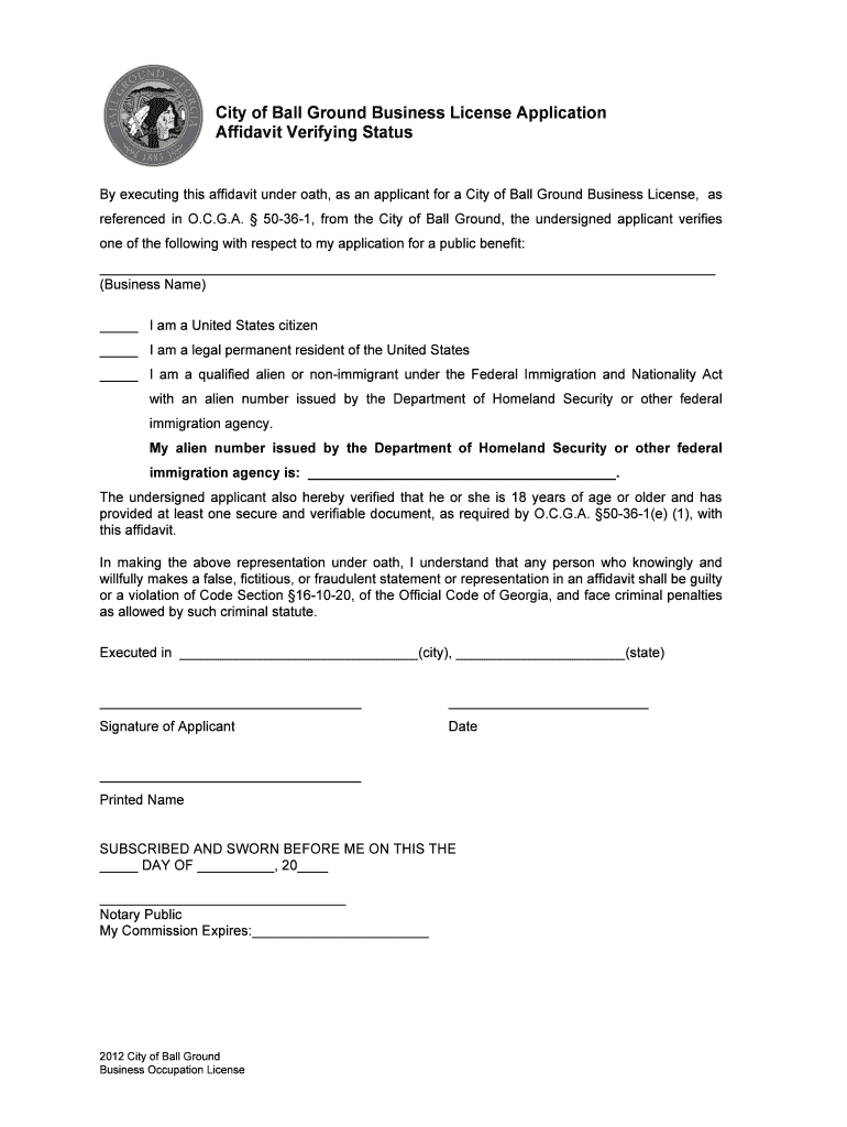 Fillable Online City of Ball Ground Business License Application ...