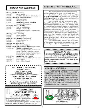 Fillable Online MASSES FOR THE WEEK A MESSAGE FROM FATHER RICK Fax ...