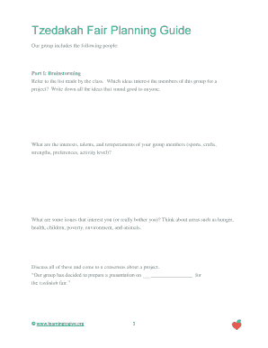 Fillable Online Tzedakah Fair Planning Guide - Learning to Give Fax ...