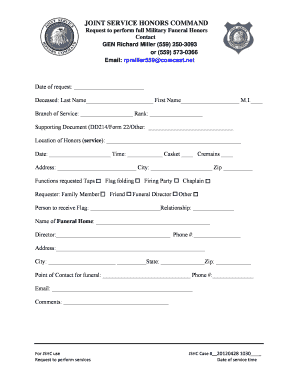 Fillable Online jshc JOINT SERVICE HONORS COMMAND Request to perform ...