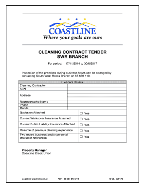Fillable Online CLEANING CONTRACT TENDER Fax Email Print - pdfFiller