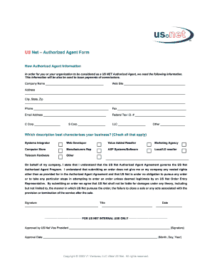 Fillable Online us US Net Authorized Agent Form (.pdf) - us Fax Email ...