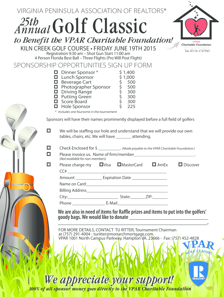 Fillable Online vpar Golf Classic - Virginia Peninsula Association of ...