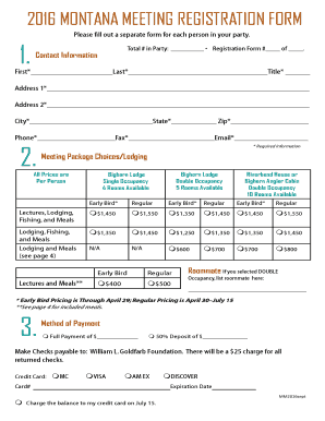 Fillable Online 2016 montana meeting registration form - Goldfarb Fax ...