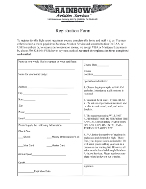 Fillable Online Registration Form - Easy Flight Powered Parachutes Fax ...