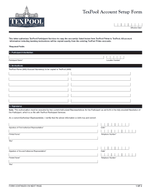 Fillable Online TexPool Account Setup Form (PDF) Fax Email Print ...