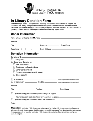 Fillable Online lethlib In Library Donation Form - Lethbridge Public ...