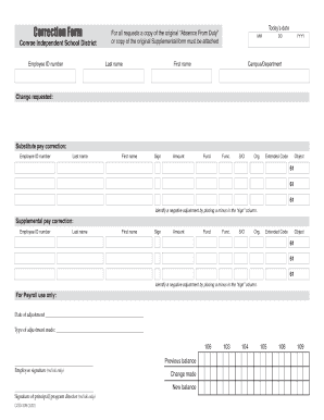 Fillable Online Correction Form Todays date - bpayrollbbconroeisdbbnetb ...