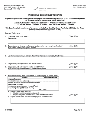 Fillable Online Wholesale dealer questionnaire - Buschbach Insurance ...