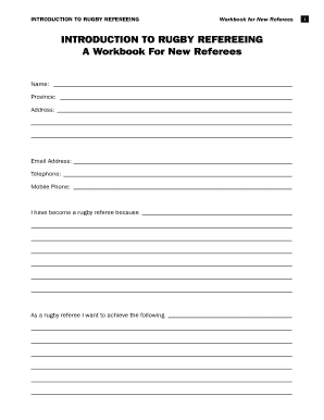 Fillable Online INTRODUCTION TO RUGBY REFEREEING A Workbook For New ...