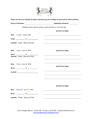 Fillable Online Volunteer Availability Form Fax Email Print - pdfFiller