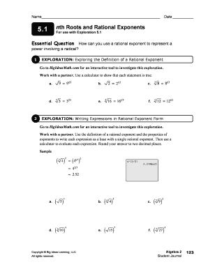 Fillable Online nth Roots and Rational Exponents Fax Email Print ...