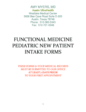 Fillable Online FUNCTIONAL MEDICINE PEDIATRIC NEW PATIENT INTAKE FORMS Fax Email Print - pdfFiller