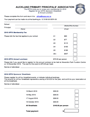Fillable Online appa org 2016 Membership Form - APPA - appa org Fax ...