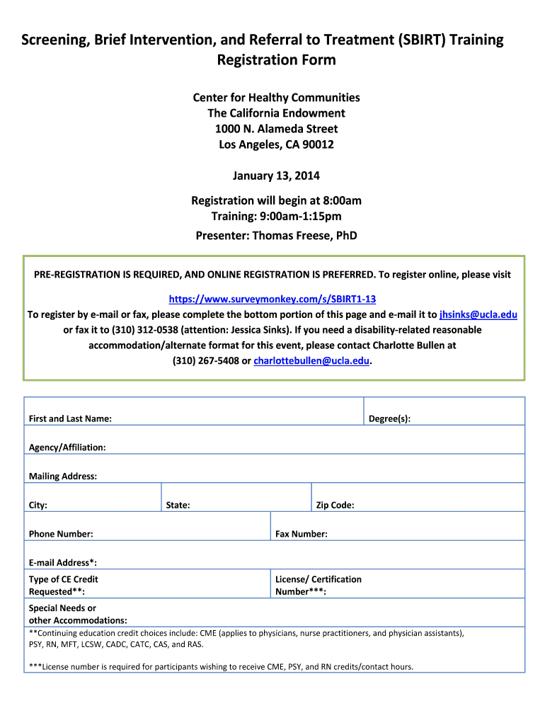 Fillable Online Screening, brief intervention, and referral to ...