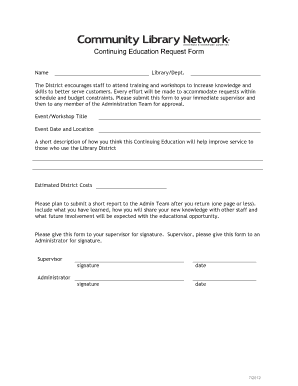 Fillable Online Continuing Education Request Form - Community Library ...