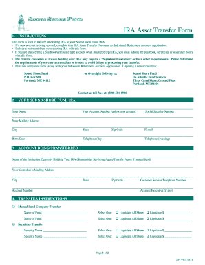 Fillable Online IRA Asset Transfer Authorization - Sound Shore Fax ...