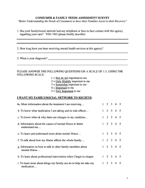 Fillable Online CONSUMER & FAMILY NEEDS ASSESSMENT SURVEY Fax Email ...