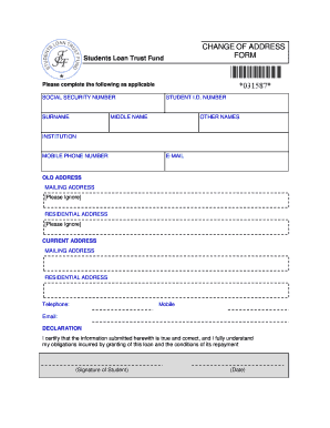Fillable Online sltf gov CHANGE OF ADDRESS Students Loan Trust Fund ...