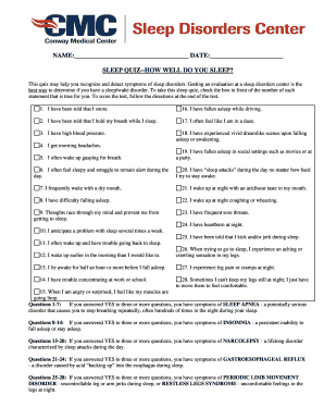 Fillable Online Sleep quiz--how well do you sleep? - Conway Medical ...